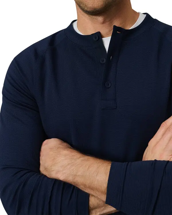 RHONE Waffle Tech Classic Henley Shirt - True Navy