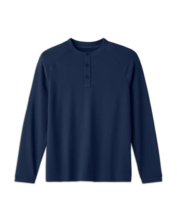 RHONE Waffle Tech Classic Henley Shirt - True Navy