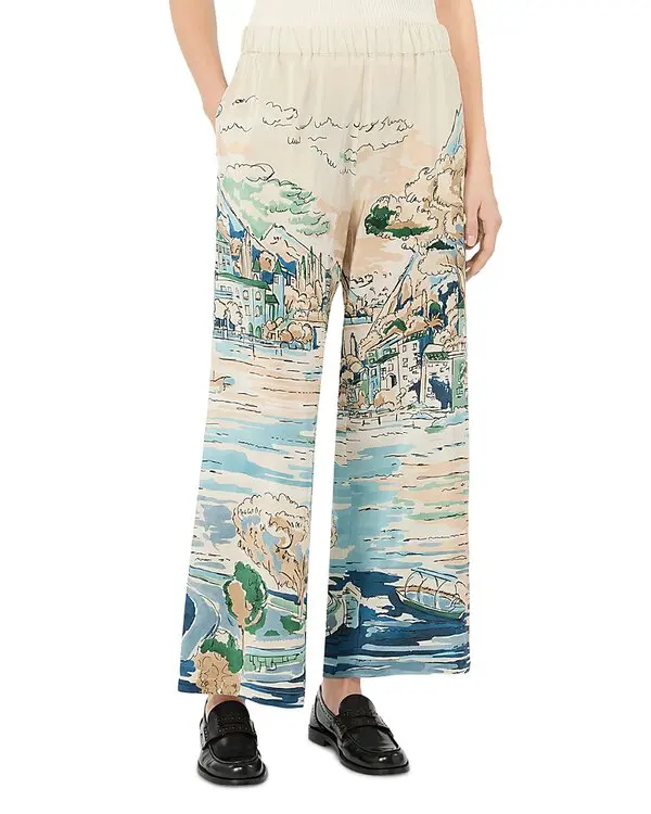 Max Mara Silk Printed Ankle Trousers
