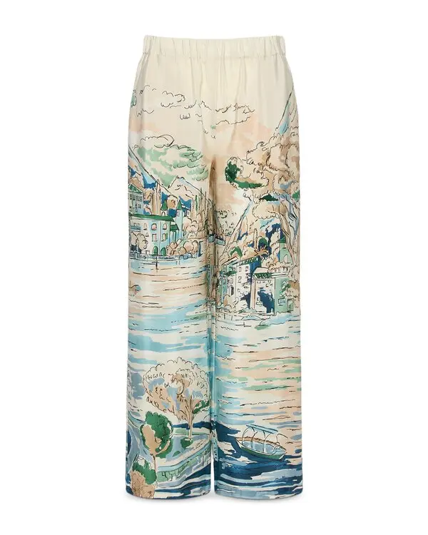 Max Mara Silk Printed Ankle Trousers
