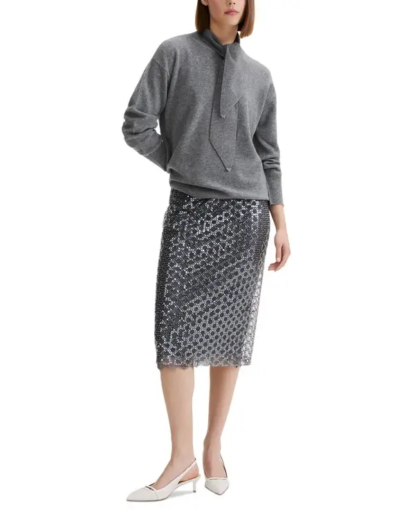 Marella Wool Cashmere Scarf Sweater - Medium Grey