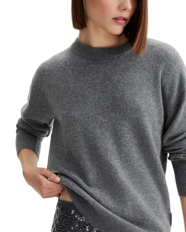 Marella Wool Cashmere Scarf Sweater - Medium Grey