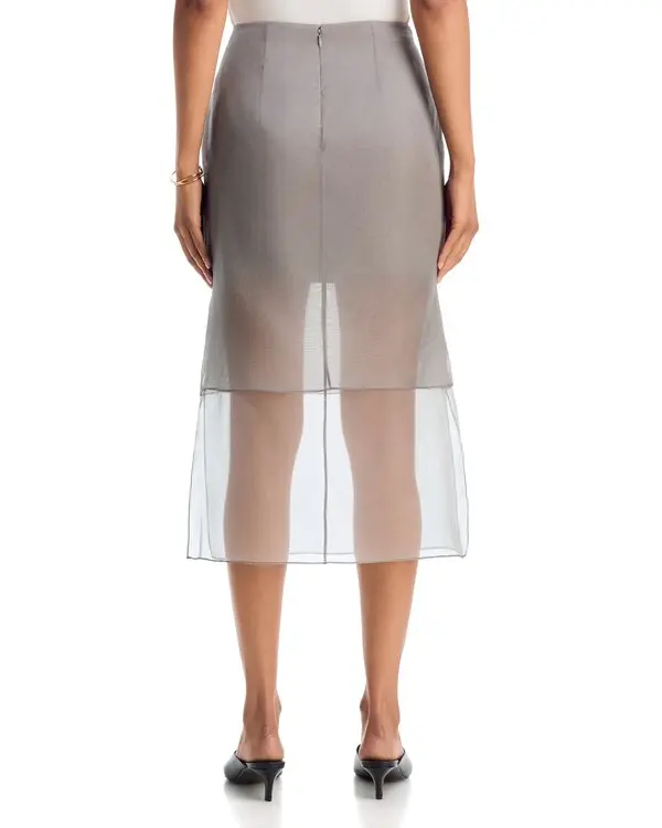 Brandon Maxwell Brett Silk Sheer Overlay Pencil Skirt