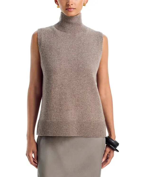 Brandon Maxwell The Bruno Wool & Cashmere Sleeveless Sweater - Truffle