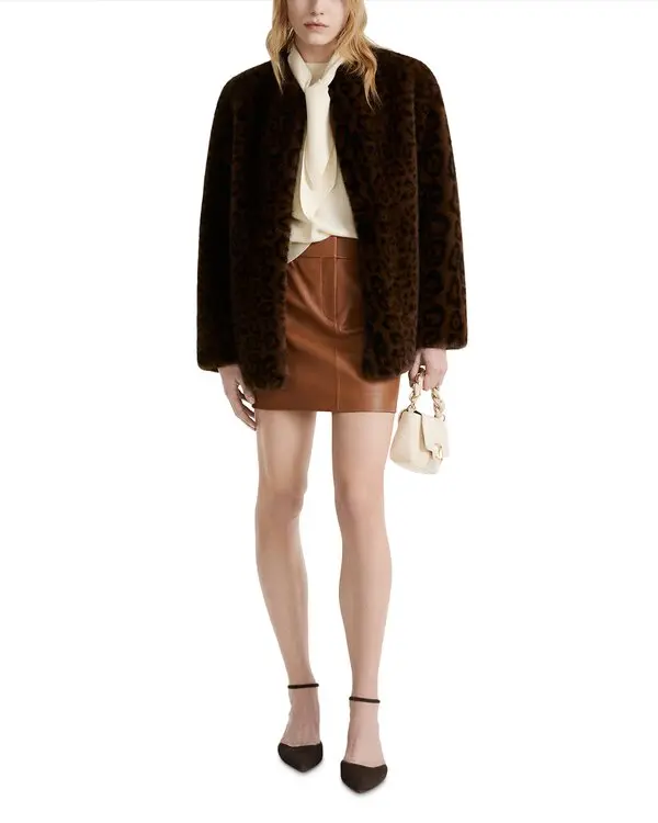 Marella Faux Fur Jacket With Leopard Print