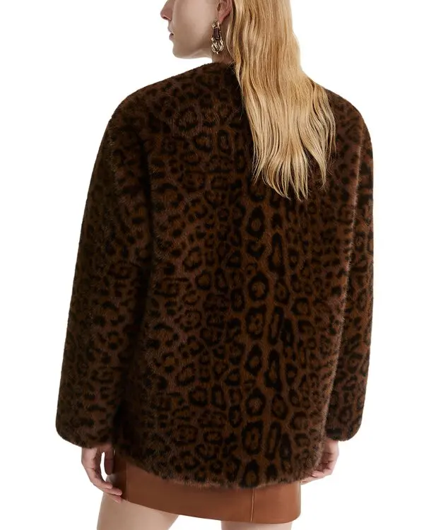Marella Faux Fur Jacket With Leopard Print
