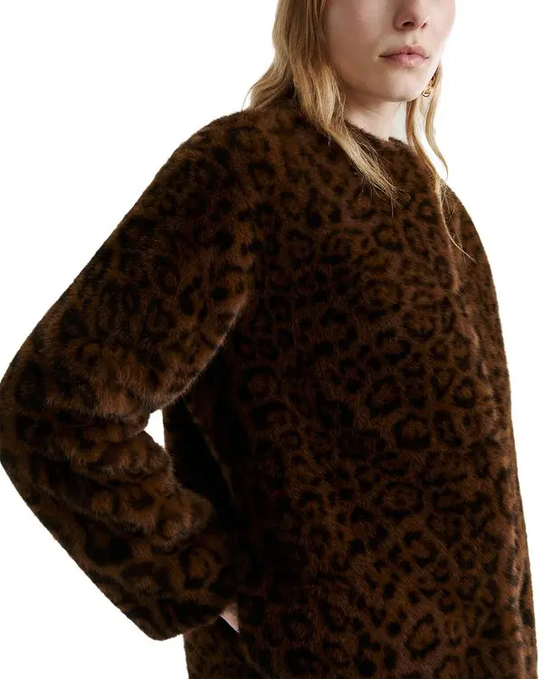 Marella Faux Fur Jacket With Leopard Print