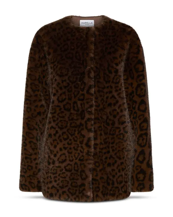 Marella Faux Fur Jacket With Leopard Print
