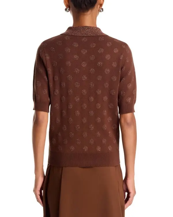 Essentiel Antwerp Polka Dot Metallic Knit Polo Shirt