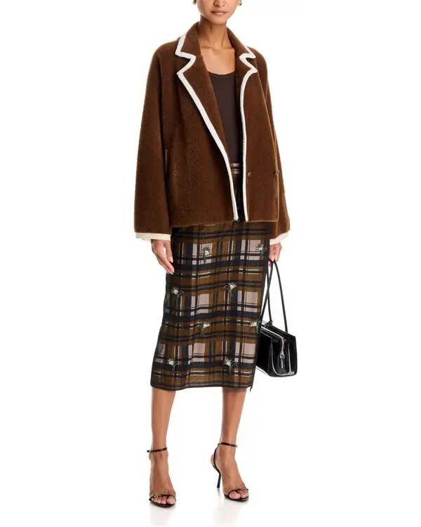 Essentiel Antwerp Embellished Plaid Mesh Skirt