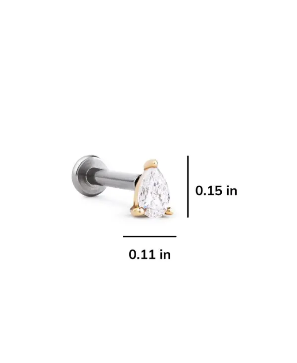 ANA LUISA Solid Yellow Lab-grown Diamond Pear Flatback Single Stud