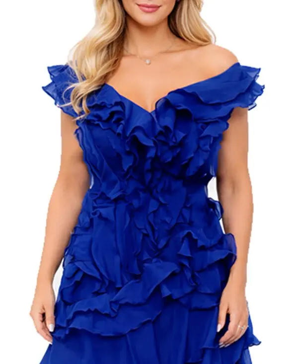 Shani Asymmetric Tiered Ruffle Dress - Blue