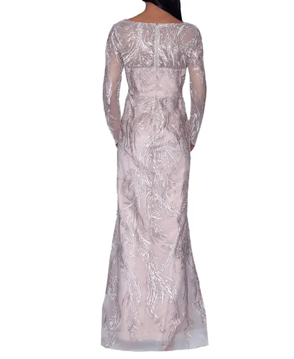 Shani V-neck Beaded Fit And Flare Gown