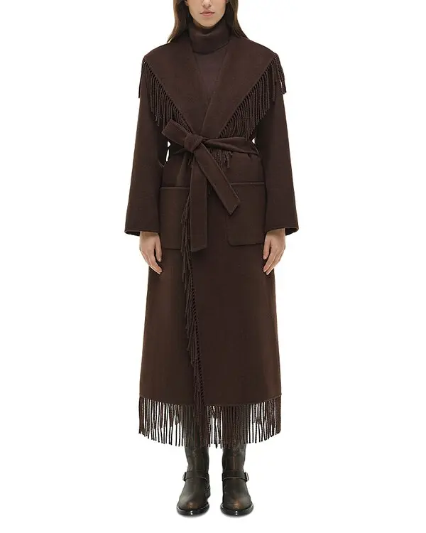 Simkhai Carrie Fringe Trim Belted Coat