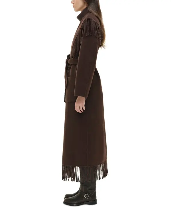 Simkhai Carrie Fringe Trim Belted Coat