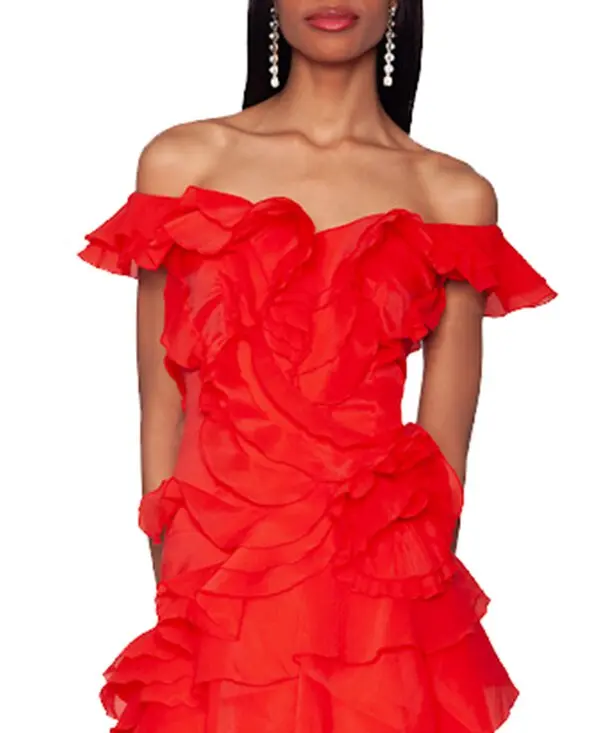 Shani Tiered Ruffle Gown - Red
