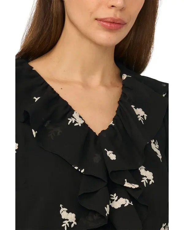 CECE DUPRAZ Embroidered Puff Sleeve Top