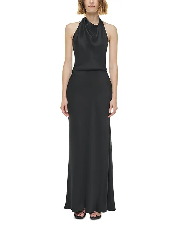Simkhai Reannon" Draped Halterneck Satin Gown