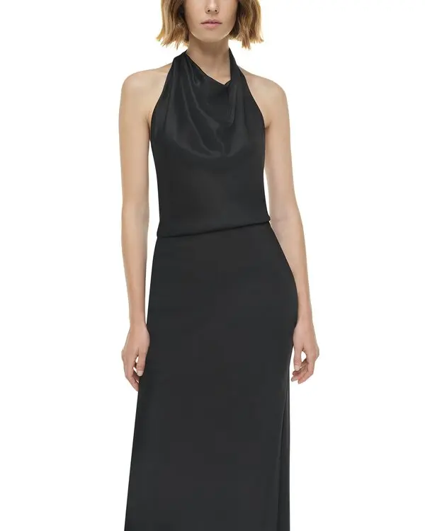 Simkhai Reannon" Draped Halterneck Satin Gown