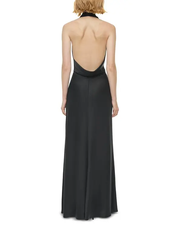 Simkhai Reannon" Draped Halterneck Satin Gown