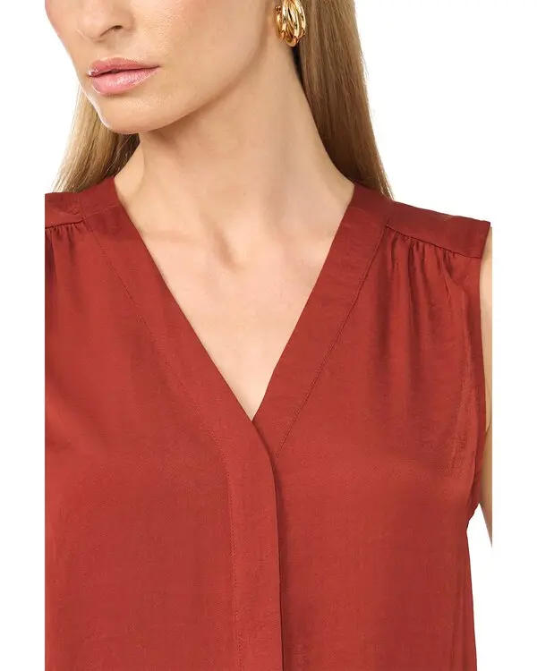 Vince Camuto V-neck Sleeveless Button Front Top