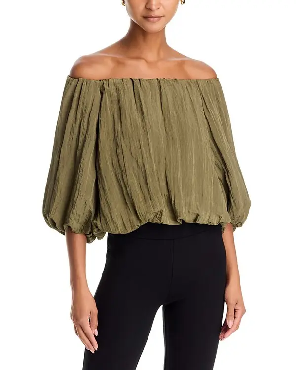 Simkhai Anni Off-the-shoulder Blouson Top - Sea Turtle