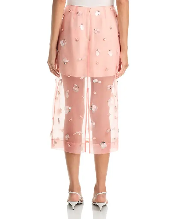 Simkhai Delilah Silk Embellished Midi Skirt