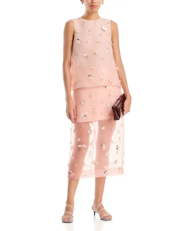 Simkhai Delilah Silk Embellished Midi Skirt