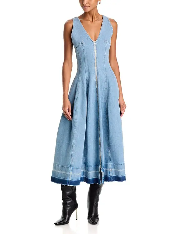 Simkhai Arin Zip Up Denim Midi Dress