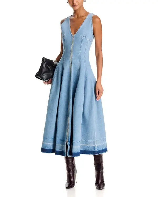 Simkhai Arin Zip Up Denim Midi Dress