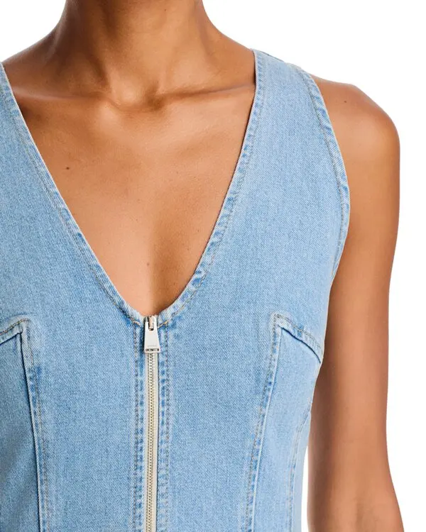 Simkhai Arin Zip Up Denim Midi Dress