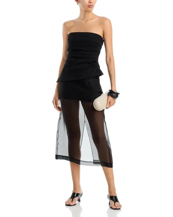 Simkhai Emerson Ruched Taffeta Bustier Top