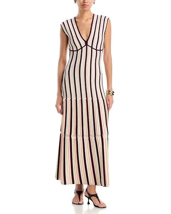 Simkhai Lianne V Neck Knit Midi Dress