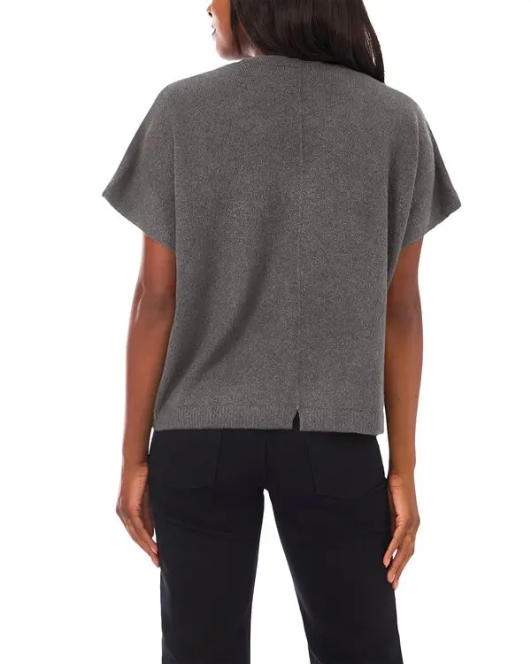 Vince Camuto V-neck Short Sleeve Boxy Top - Medium Heather Grey