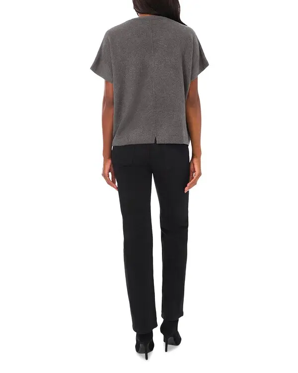 Vince Camuto V-neck Short Sleeve Boxy Top - Medium Heather Grey
