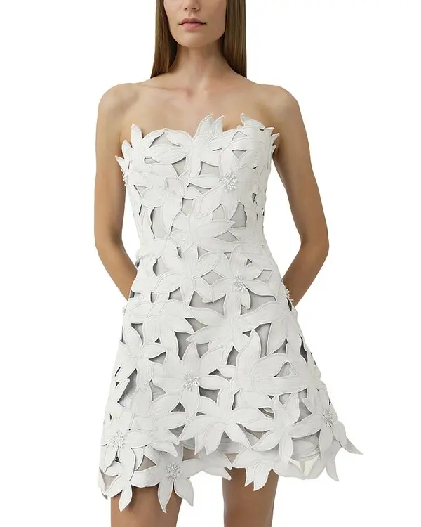Simkhai Strapless Mini Dress With Floral Applique - Ivory