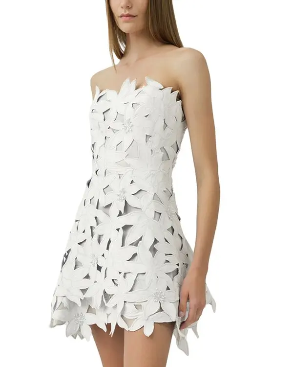 Simkhai Strapless Mini Dress With Floral Applique