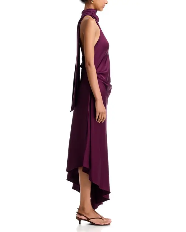 Simkhai Monica Satin Halterneck Midi Dress
