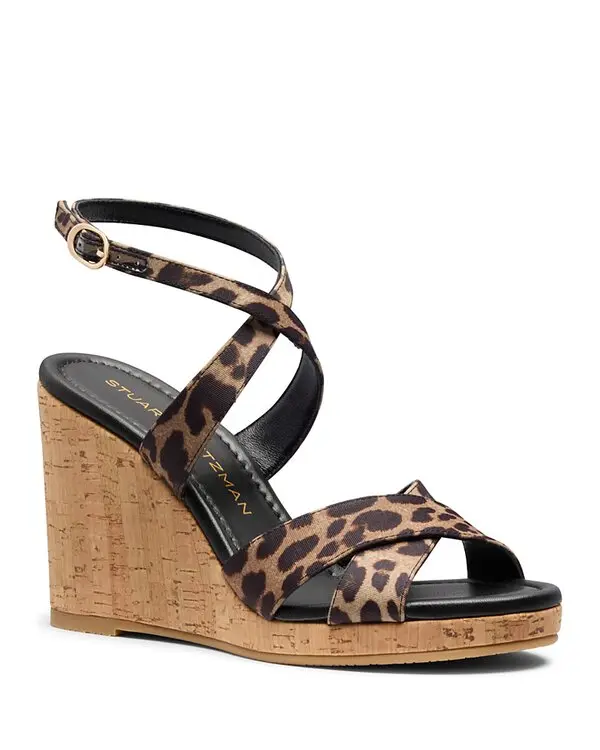 STUART WEITZMAN Alyssa Leopard Print Wedge Sandals