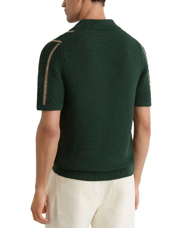 REISS Ellingham Short Sleeve Knit Shirt - Forest Green