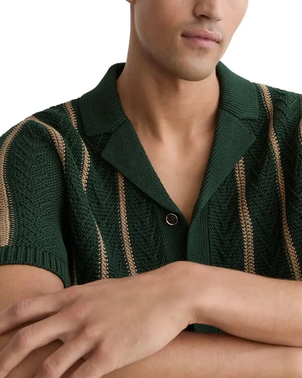 REISS Ellingham Short Sleeve Knit Shirt - Forest Green