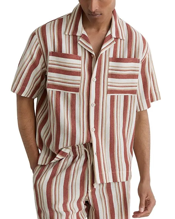 REISS Celeste Relaxed Short Sleeve Shirt - Redstone