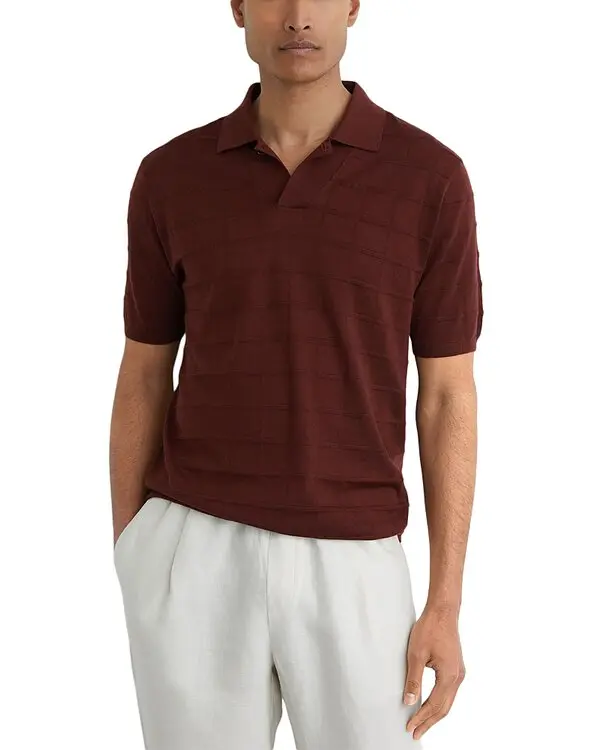 REISS Serval Open Collar Sweater Polo