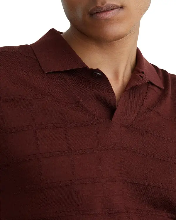 REISS Serval Open Collar Sweater Polo