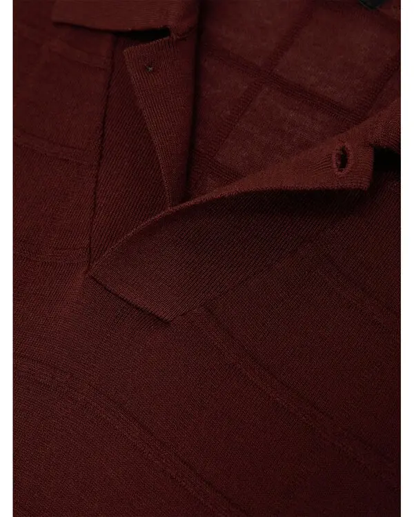 REISS Serval Open Collar Sweater Polo