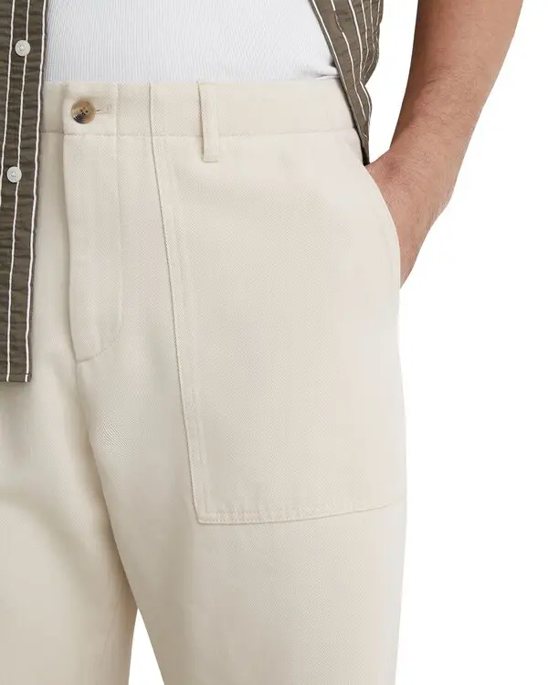 REISS Dilan Relaxed Fit Cotton Blend Wide Leg Trousers