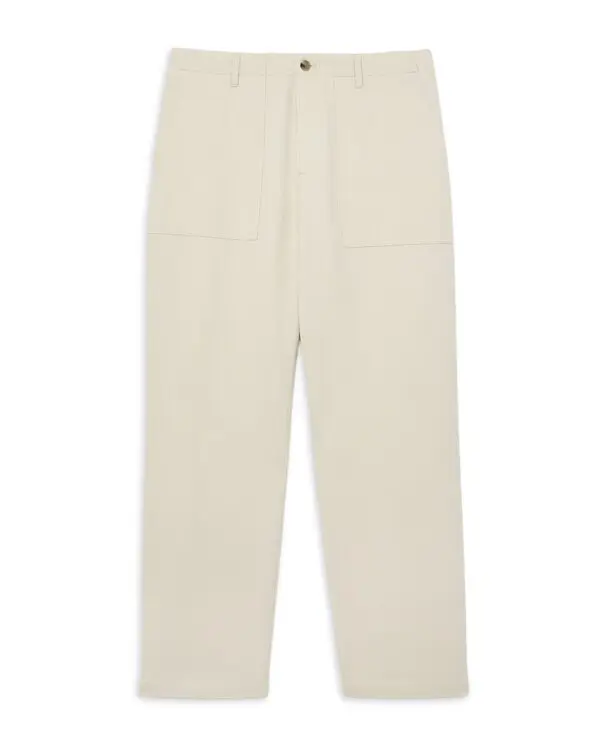 REISS Dilan Relaxed Fit Cotton Blend Wide Leg Trousers