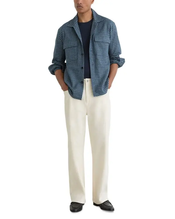 REISS Sever Cotton Blend Linen Check Overshirt