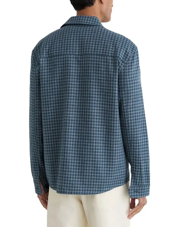 REISS Sever Cotton Blend Linen Check Overshirt