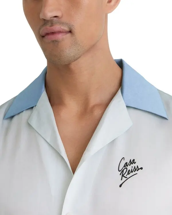 REISS Dive Landscape Cuban Collar Shirt